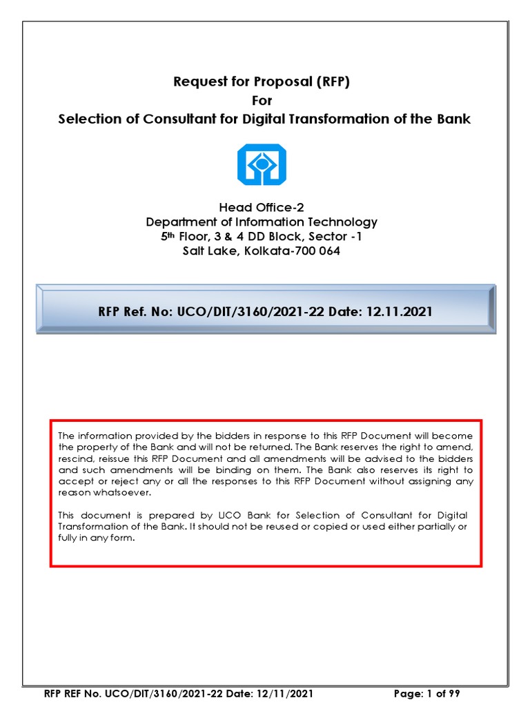 Tender RFP For Selection of Consultant Digital 433a23ffc1 | PDF ...