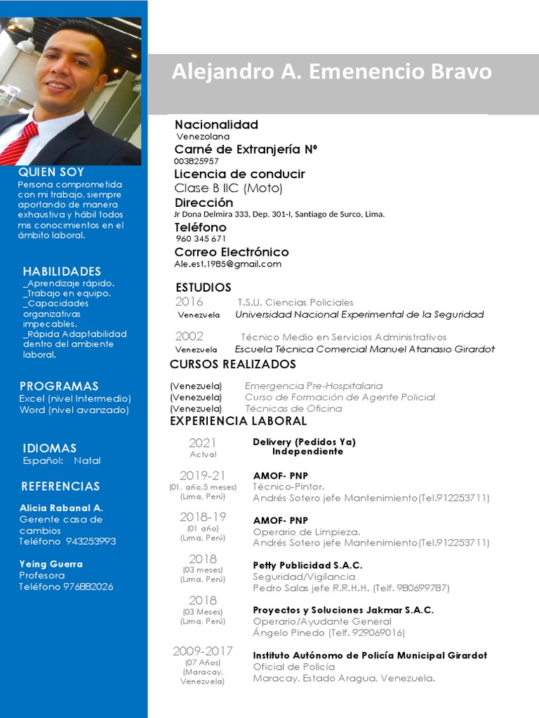 Comparto 'Curriculum-Alejandro' Con Usted | PDF | Venezuela | Cumplimiento de la ley