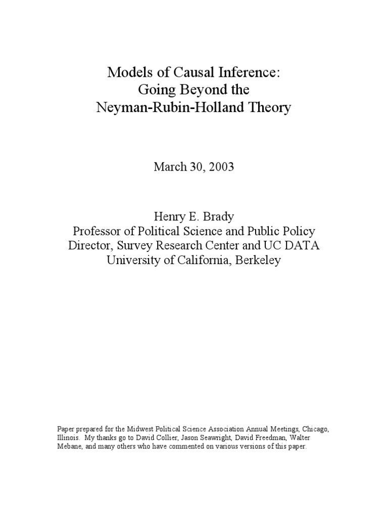 Models of Causal Inference: Going Beyond The Neyman-Rubin-Holland ...