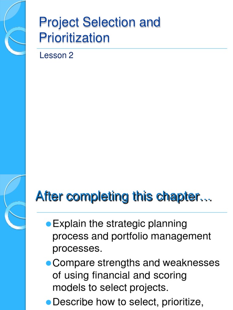 Lesson 2 Project Selection and Prioritization | PDF | Strategic ...