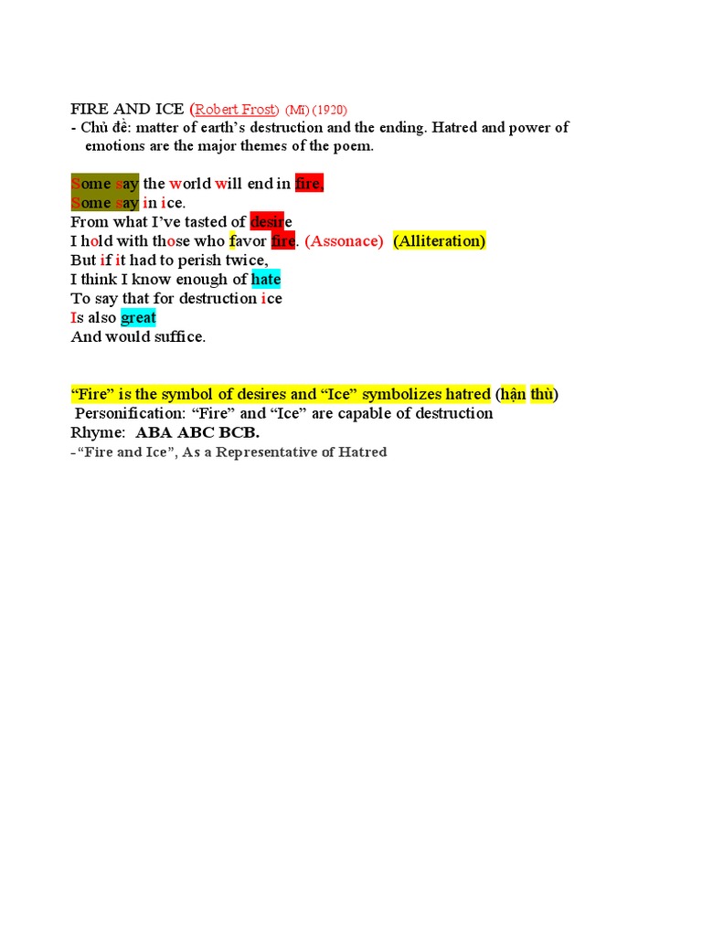 Fire and Ice | PDF | Poetry | Poetic Devices
