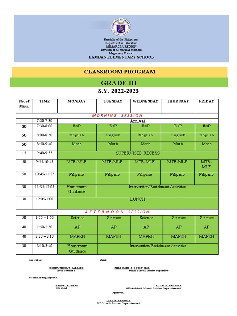 CLASS-PROGRAM-f2f-22-23 Nang Noemz | PDF | Educational Organizations ...