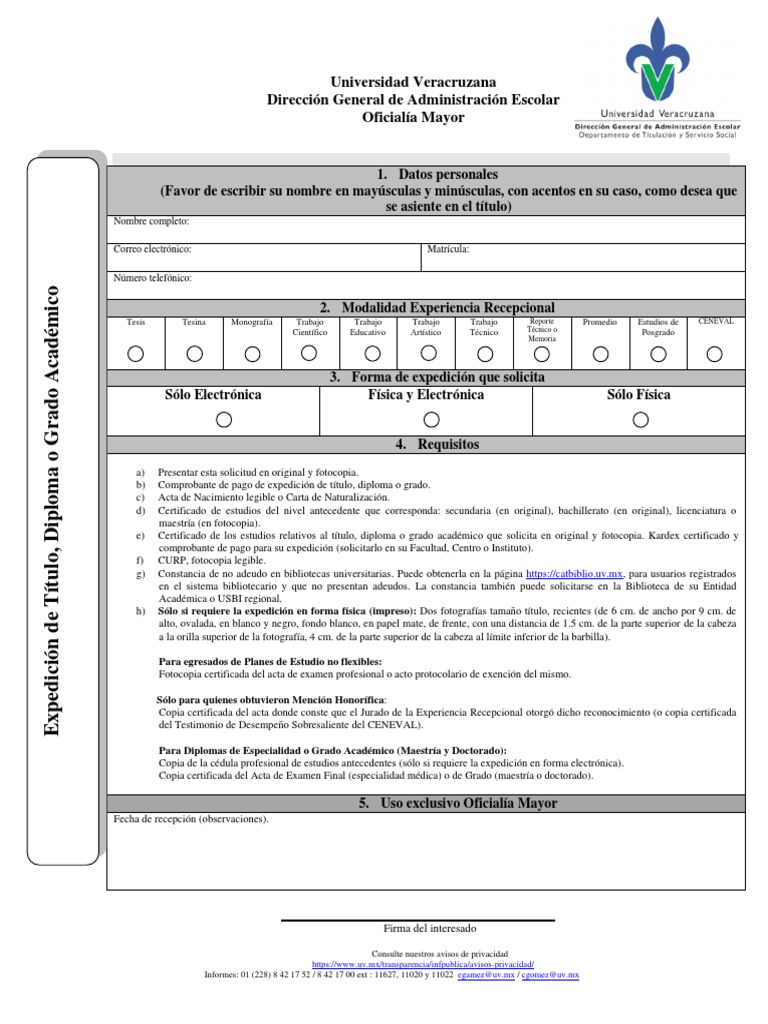 Formato Solicitud v4 | PDF | Titulo academico