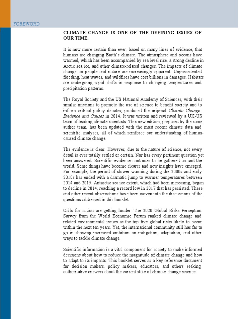 Climate Change: Evidence & Causes 2020 | PDF | Climate Change ...