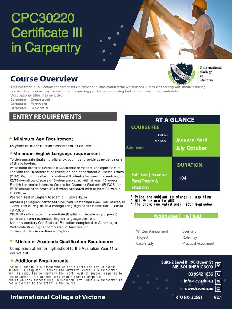 Certificate 3 in Carpentry Course | PDF | Carpentry | International ...