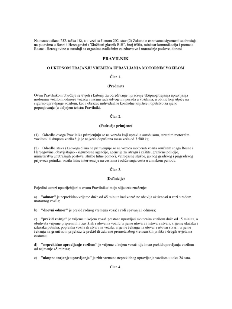 Pravilnik o Ukupnom Vremenu Trajanja Upravljanja M V | PDF