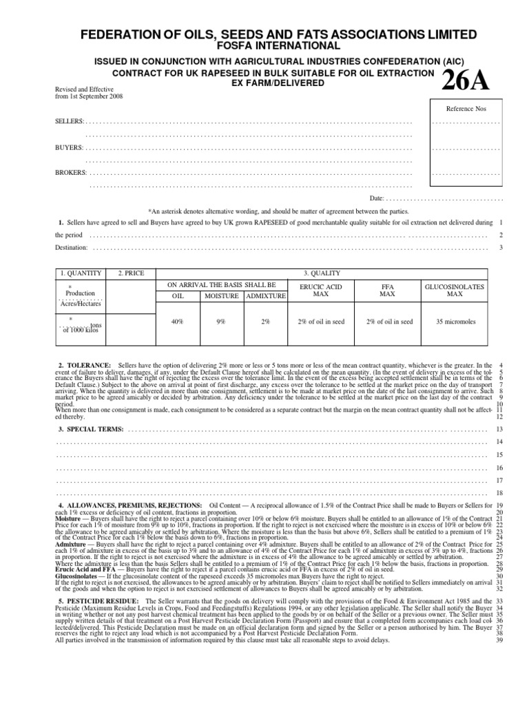 Updated FOSFA Contract | PDF | Payments | Bankruptcy
