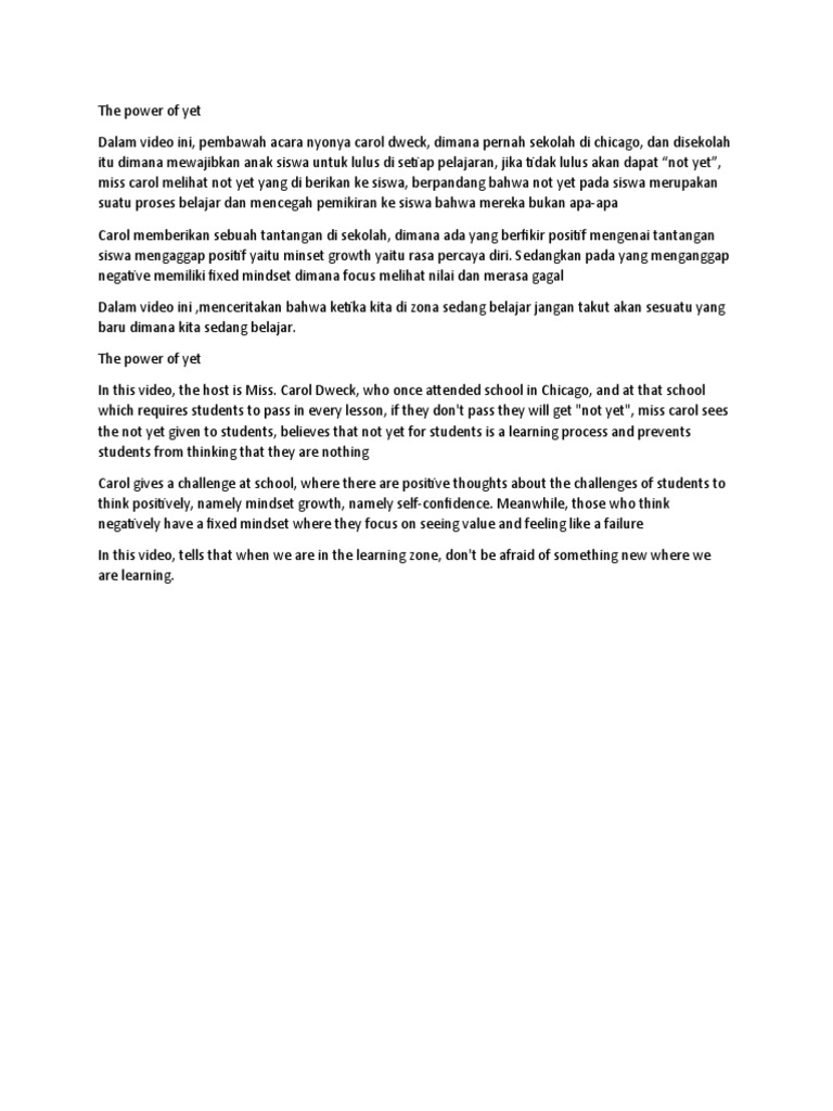 The Power of Yet | PDF