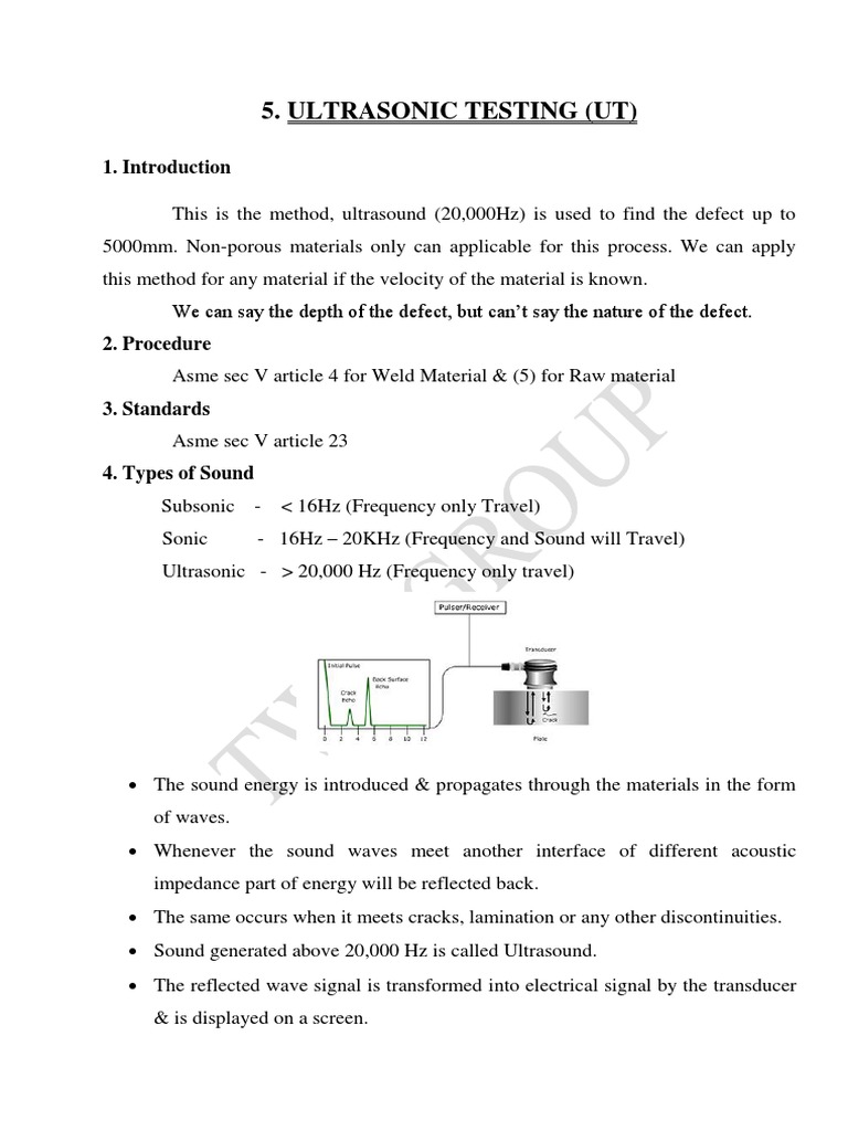 Ultrasonic Testing (Ut) : This Is The Method, Ultrasound (20,000Hz) Is ...