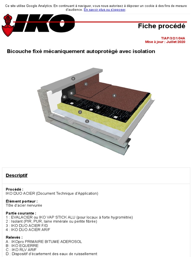 Bicouche Fixé Mécaniquement Autoprotégé Avec Isolation | PDF | Matériaux de construction | Matériaux