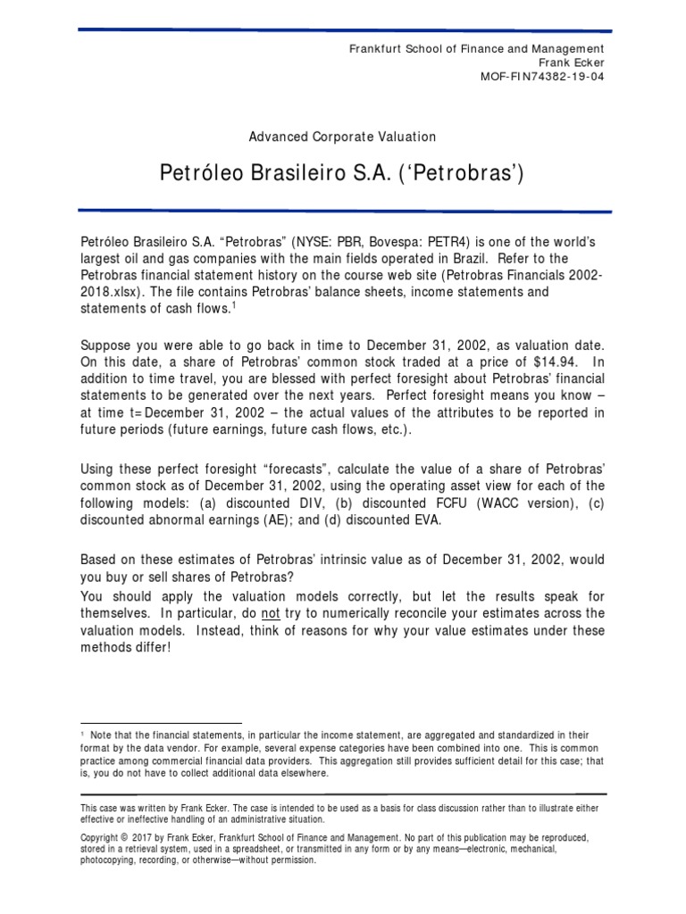 Petrobras Case | PDF | Valuation (Finance) | Cost Of Capital