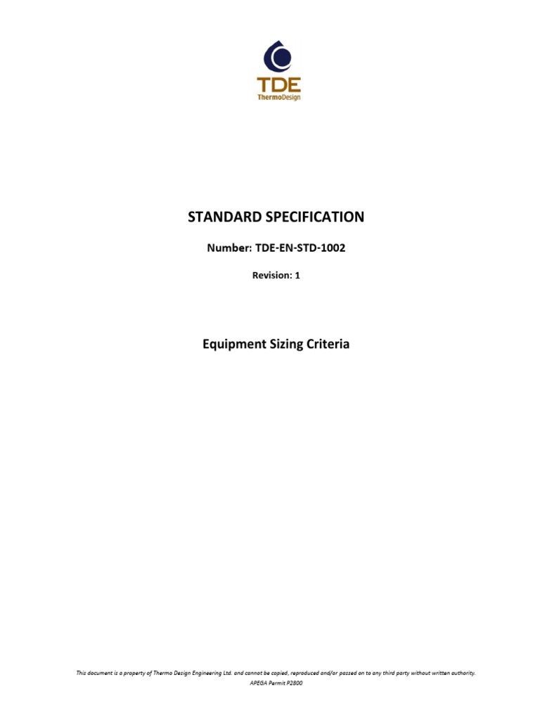 Equipment Sizing Criteria Overview | PDF | Pump | Heat Exchanger