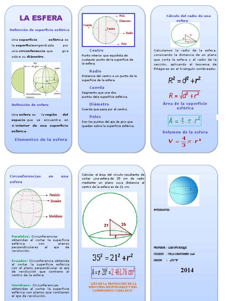 Características y cálculo de la esfera | PDF | Esfera | Objetos geométricos