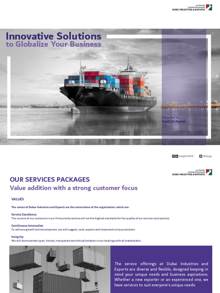 Dubai Industries & Exports Services Overview | PDF | Exports | Dubai