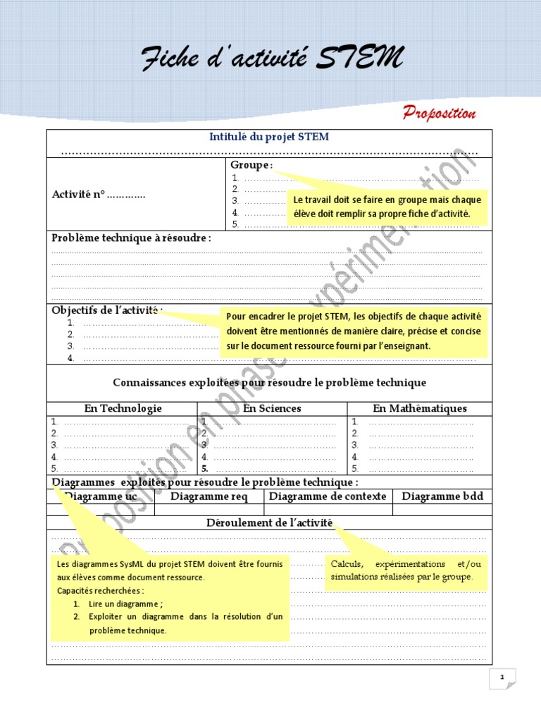 Fiche D'activités STEM | PDF