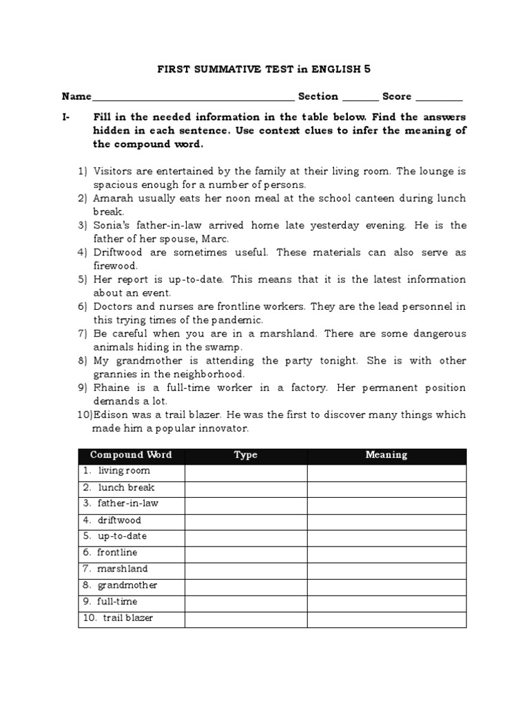 First Summative Test in English 5 | PDF