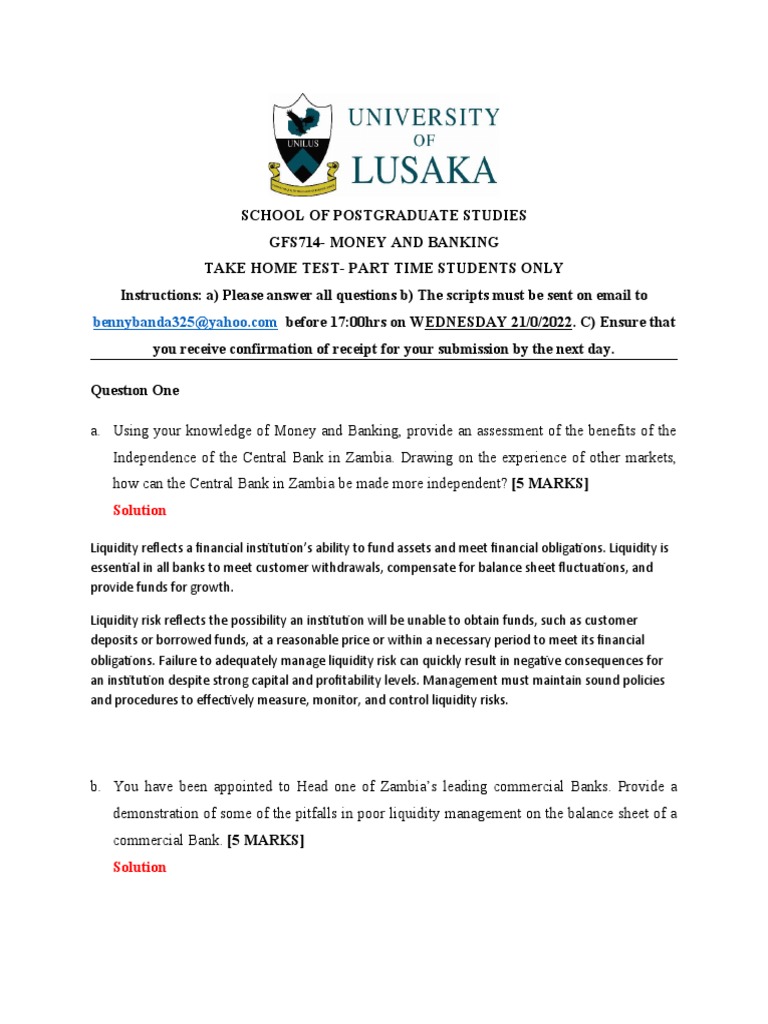 Money and Banking Take Home Test - (Solution) - 1 | PDF | Inflation ...