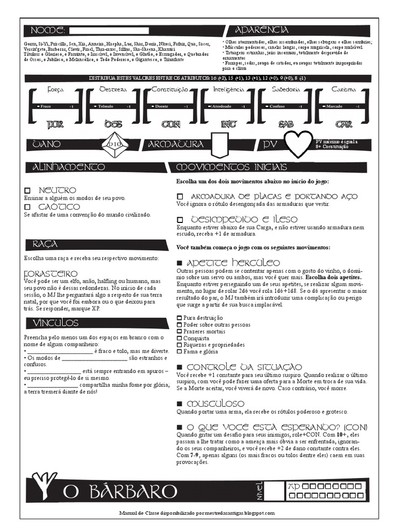 Classes e Atributos em Dungeon World | PDF | Sacrifício | Deus
