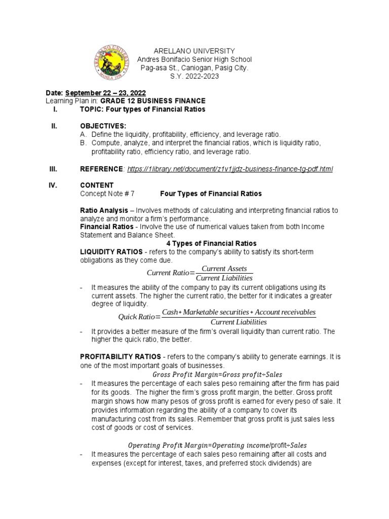 Four Types of Financial Ratios Explained | PDF | Revenue | Equity (Finance)