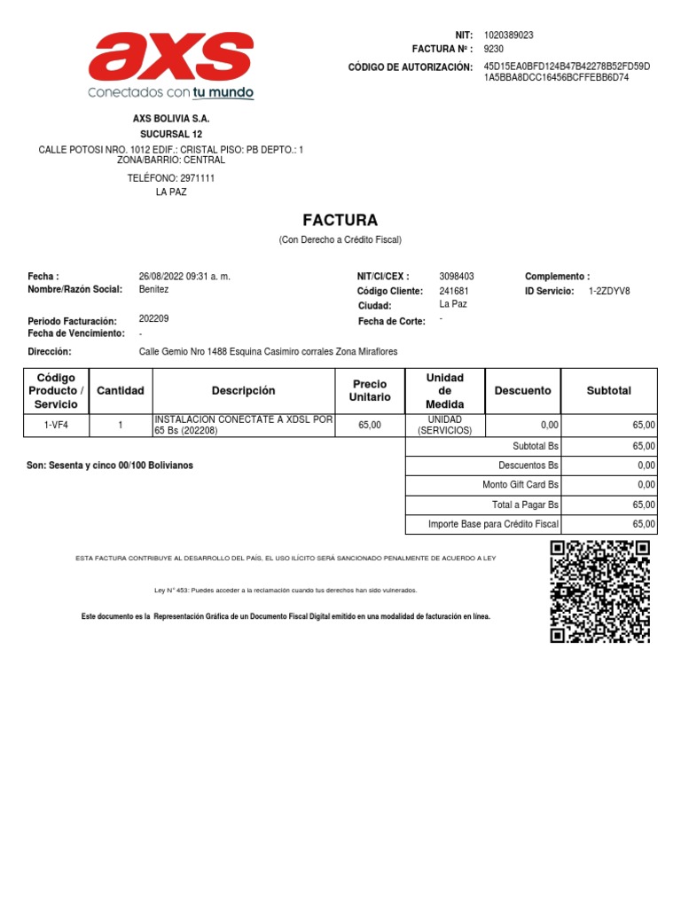 Factura: Cantidad Subtotal Descripción Código Producto / Servicio ...