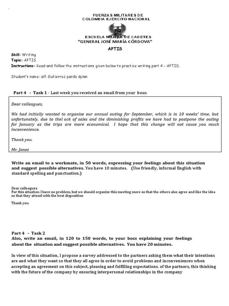 APTIS Writing Part 4 | PDF