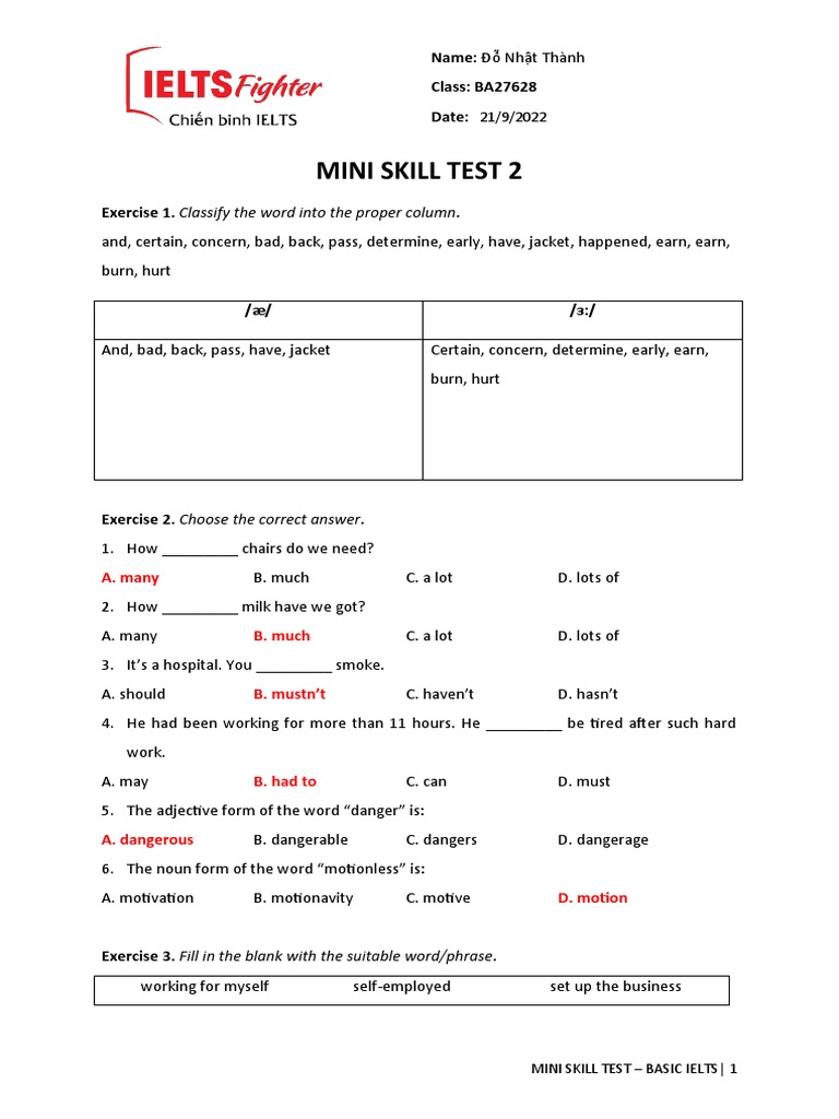 Mini Skill Test 2 | PDF