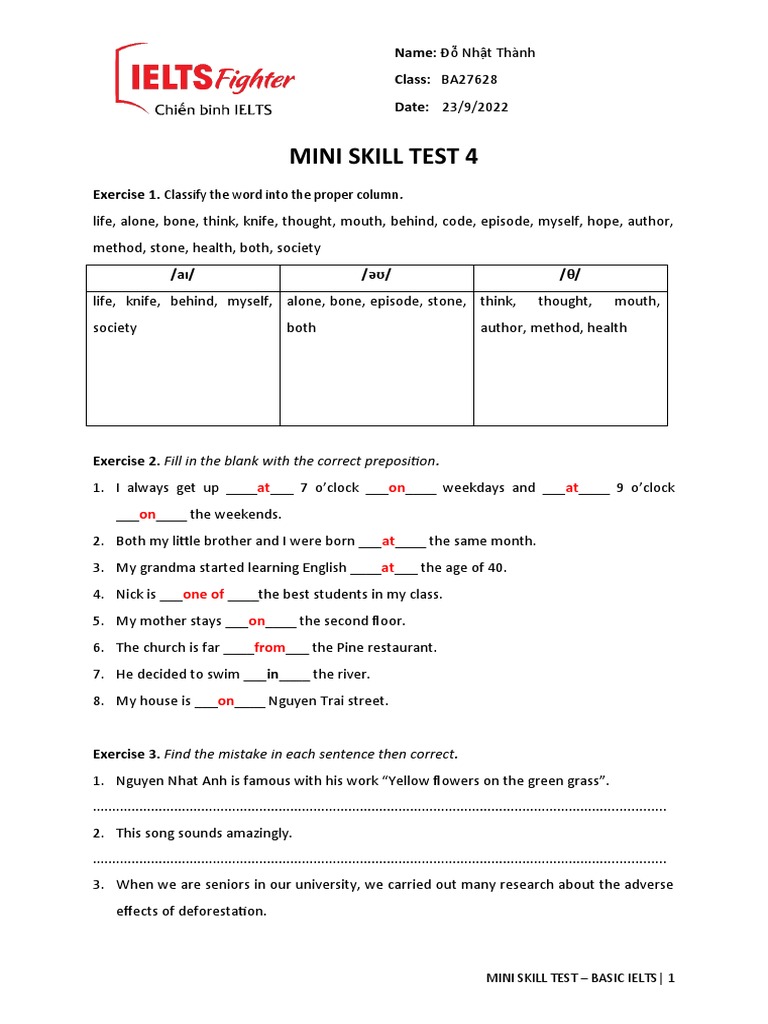Mini Skill Test 4 | PDF