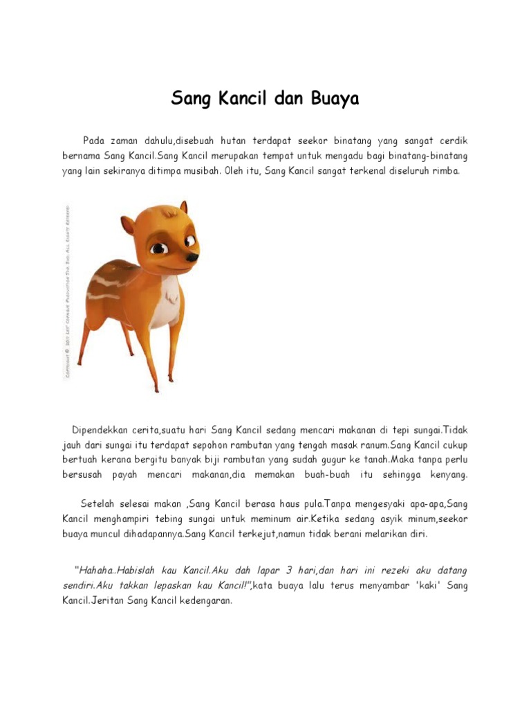 Sang Kancil Dan Sang Buaya (Story Telling) | PDF