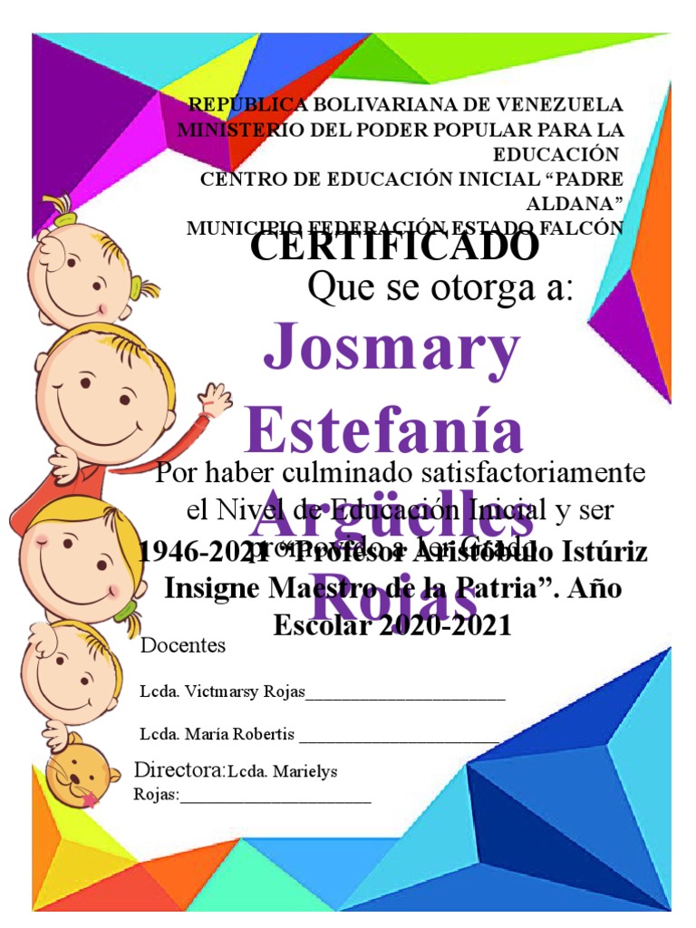Certificado Preescolar | PDF | Educación de la primera infancia ...