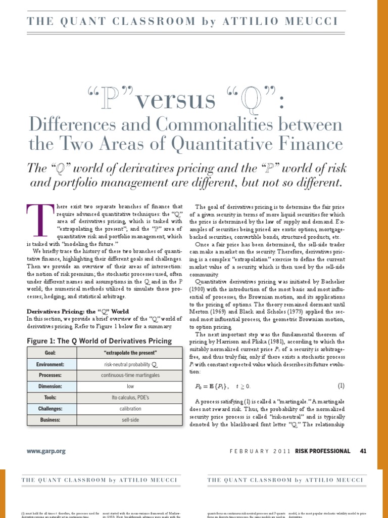 PQ Quant | PDF | Mathematical Finance | Stochastic Process