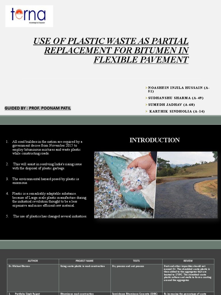 Use of Plastic Waste As Partial Replacement For Bitumen in Flexible ...
