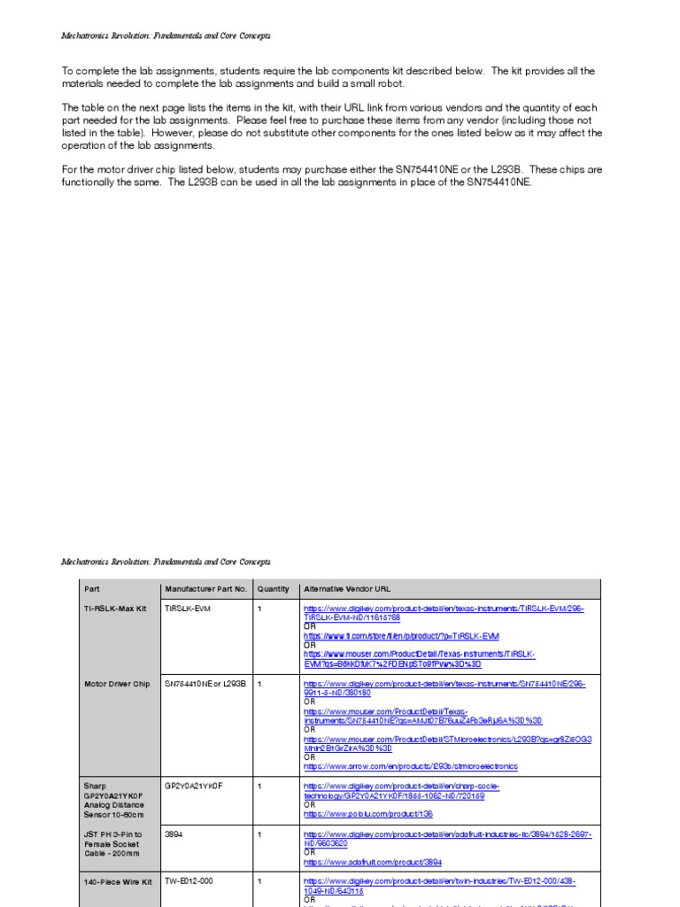 Lab Kit Components List | PDF | Integrated Circuit | Computer Science