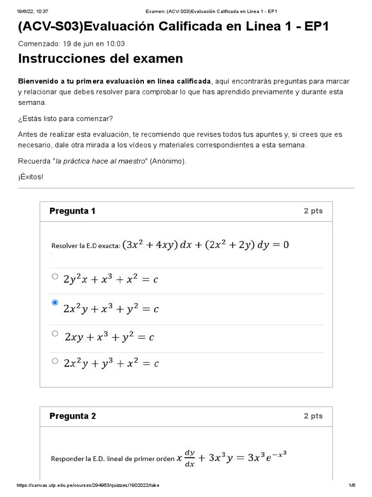 Examen - (ACV-S03) Evaluación Calificada en Linea 1 - EP1 | PDF