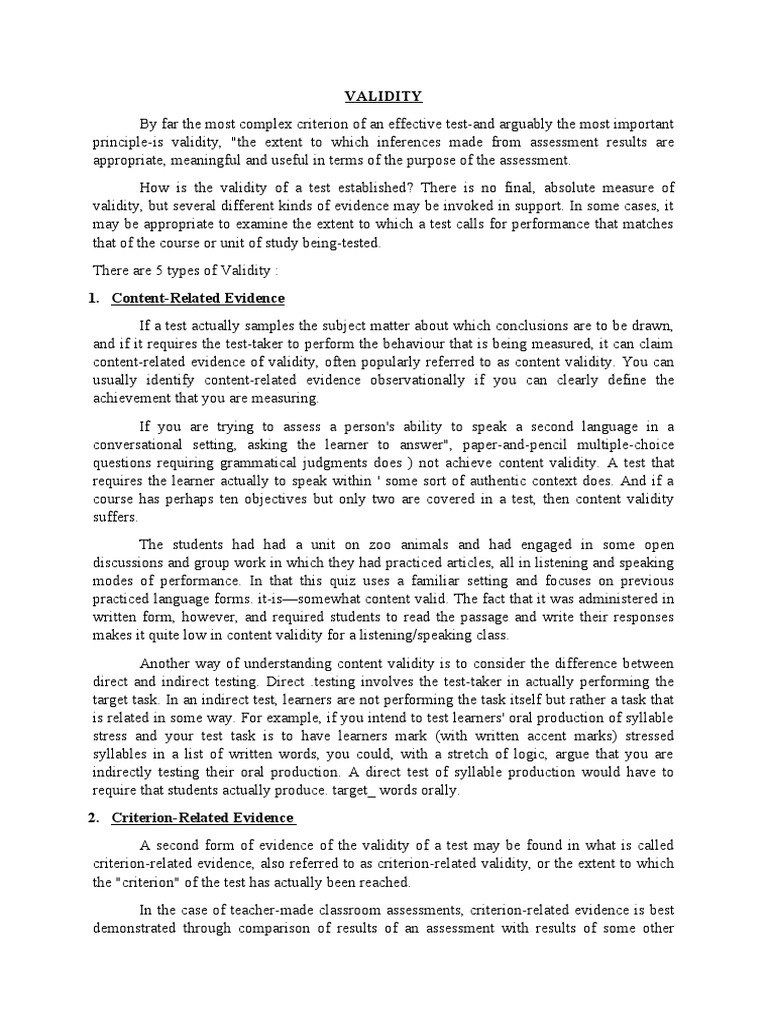 5 Types of Validity That Ensure Effective Language Tests | PDF ...
