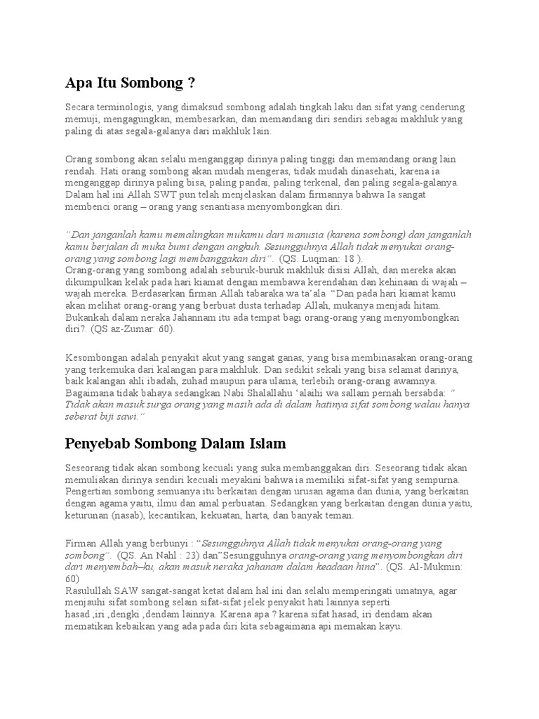 Apa Itu Sombong | PDF