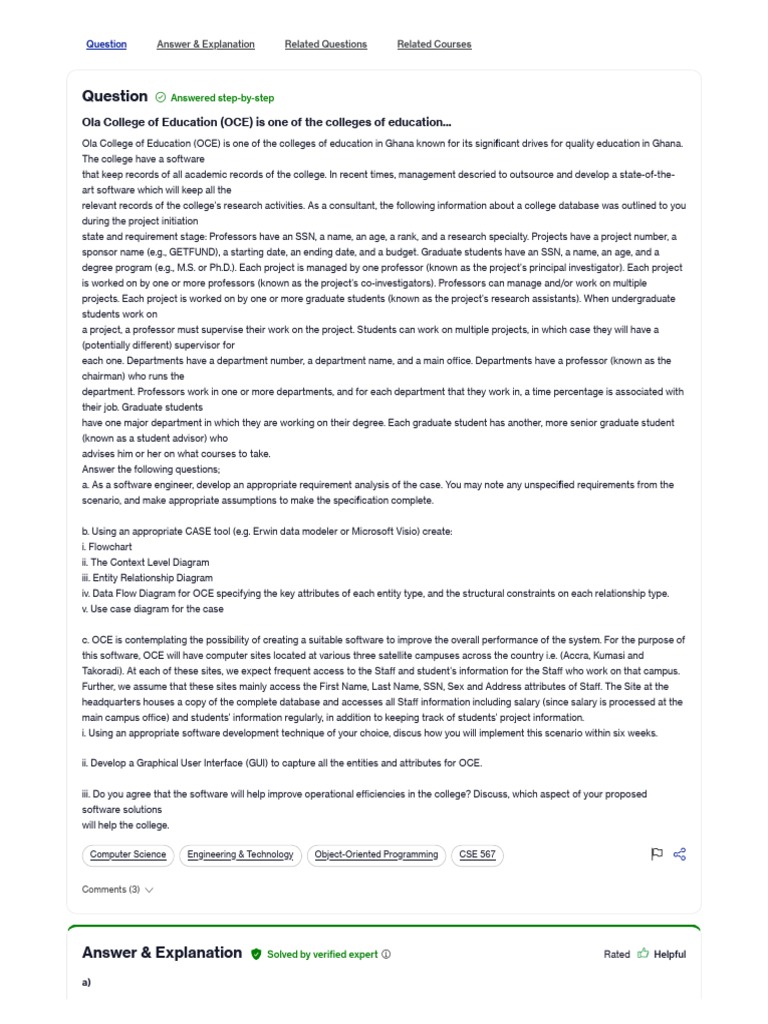 (Solved) Ola College of Education (OCE) Is One of The Colleges of ...