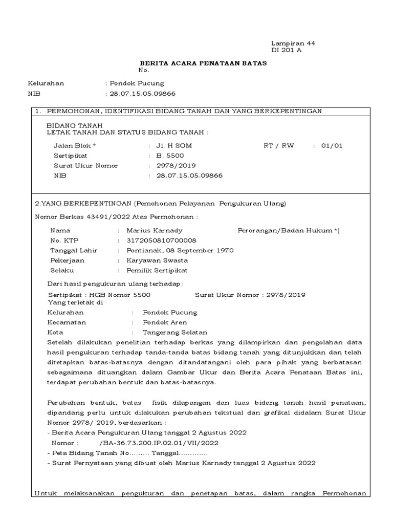 Contoh Berita Acara | PDF