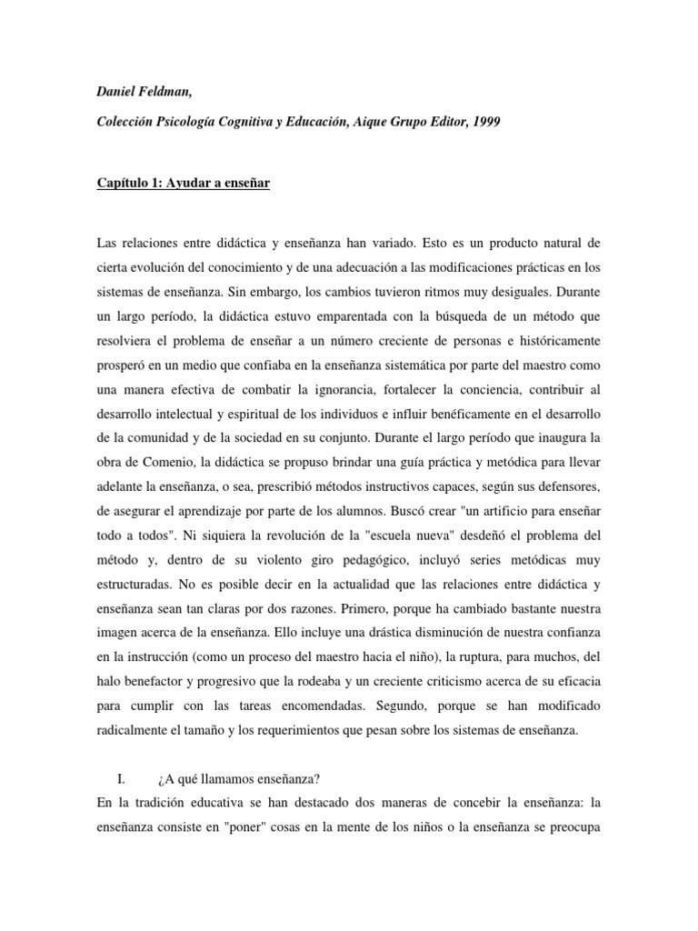 Feldman Ayudar A Ensenar PDF | PDF | Método de enseñanza | Plan de estudios