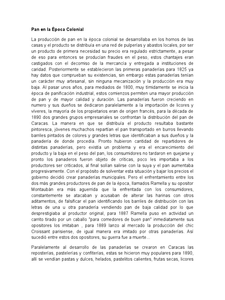 Pan en La Época Colonial | PDF | Panes | Panadería
