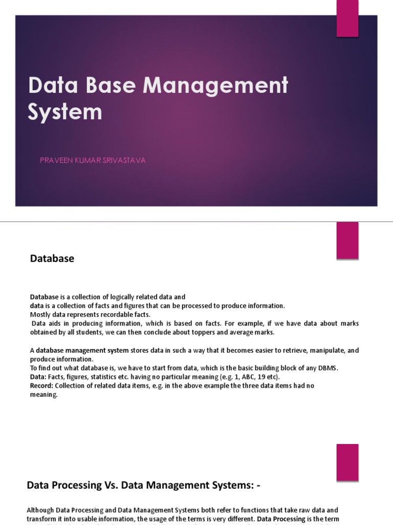 DataBase Management (VBSPU 4th Sem) | PDF | Databases | Relational Database DataBase Management (VBSPU 4th Sem) | PDF | Databases | Relational Database