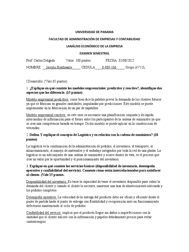 Examen Logistica | PDF | Inventario | Logística
