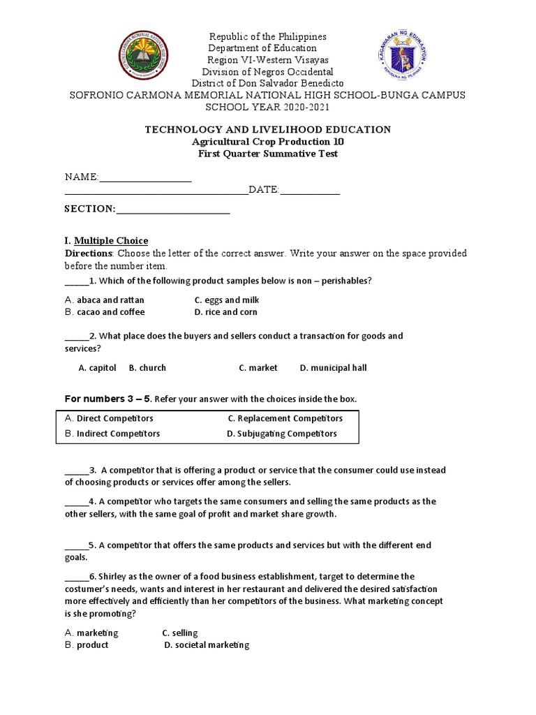 Grade 10 Agri - Crop M2 2 | PDF | Marketing | Market (Economics)