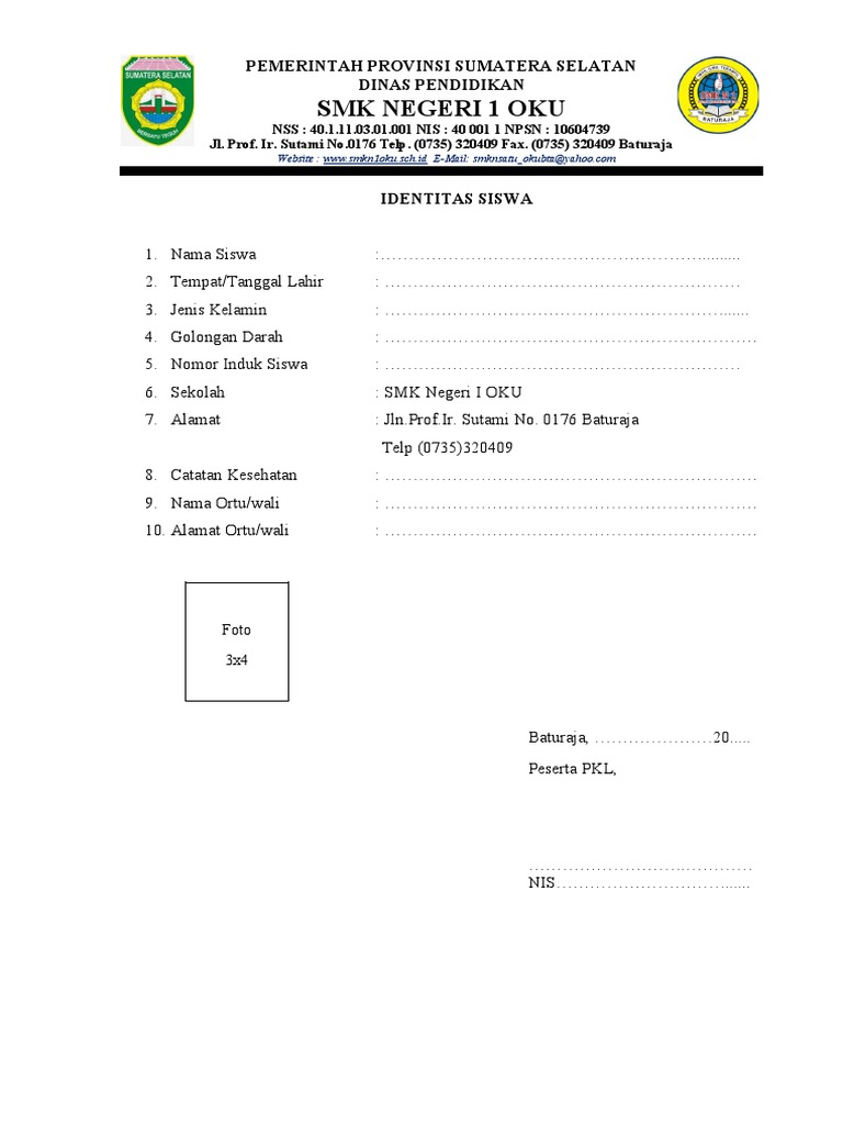 FORM IDENTITAS Siswa Dan DU-DI | PDF