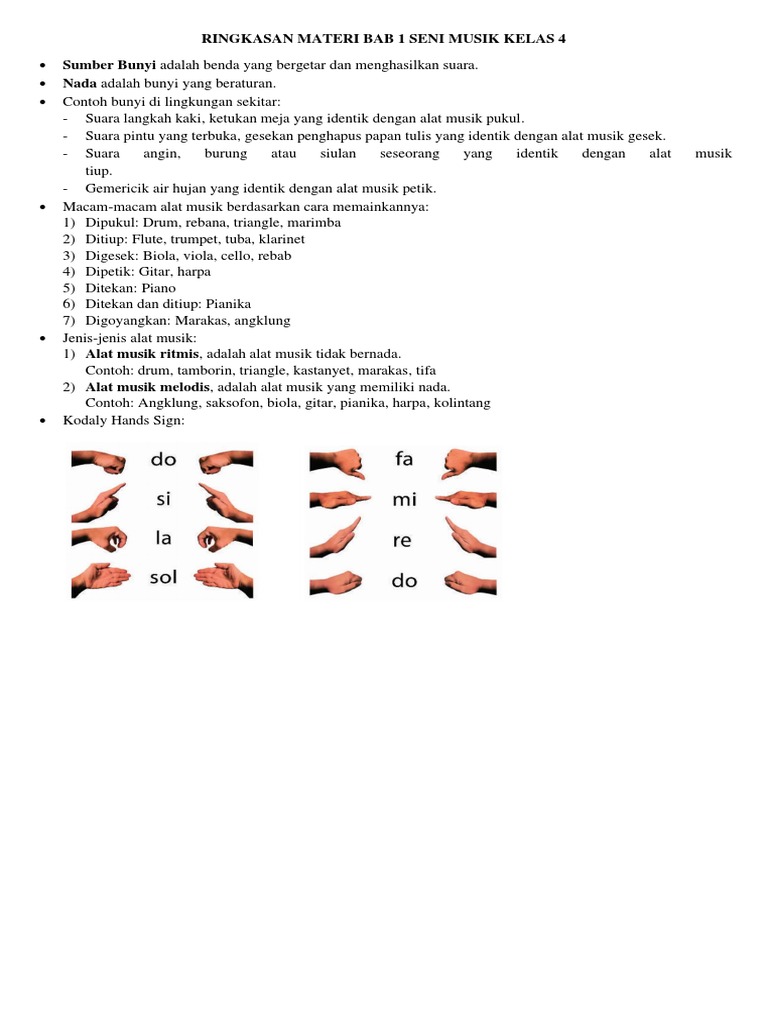 Ringkasan Materi Unit 1 Seni Musik Kelas 4 | PDF