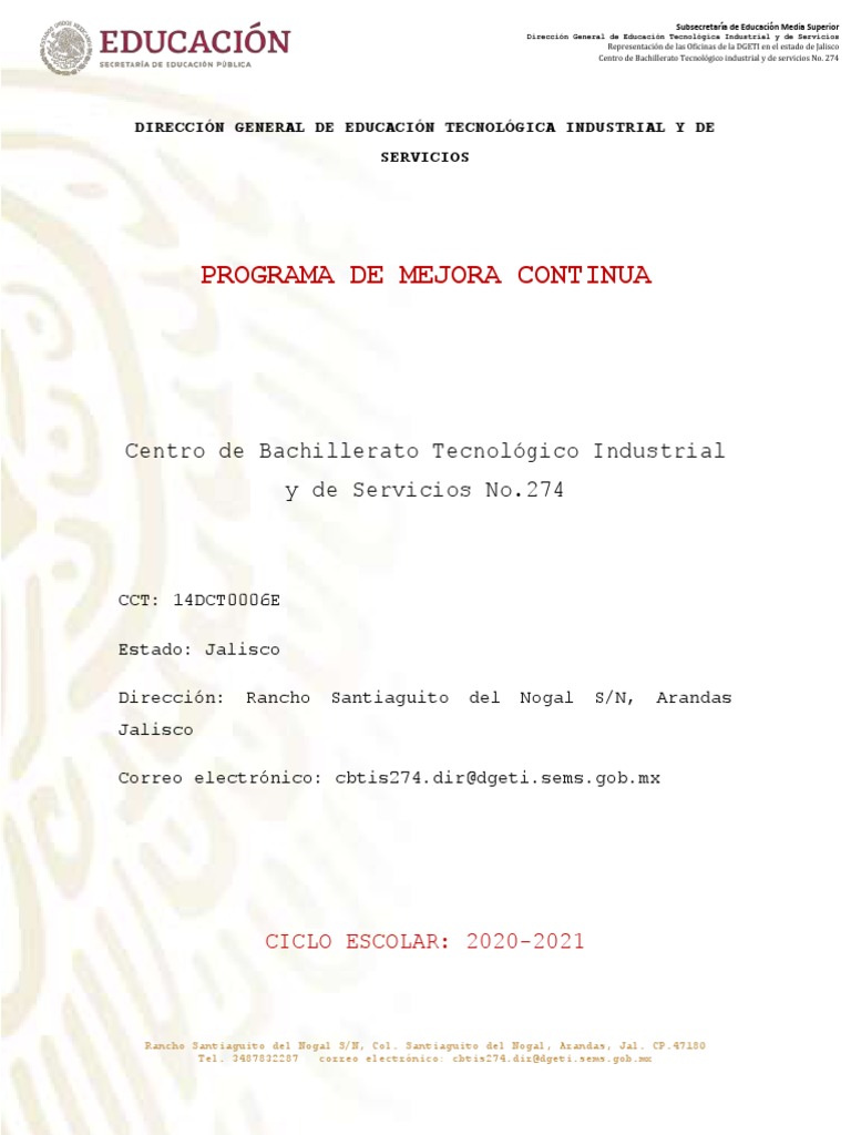 PMC CBTis 274 2020 - 2021 | PDF | Planificación | Defensa Civil