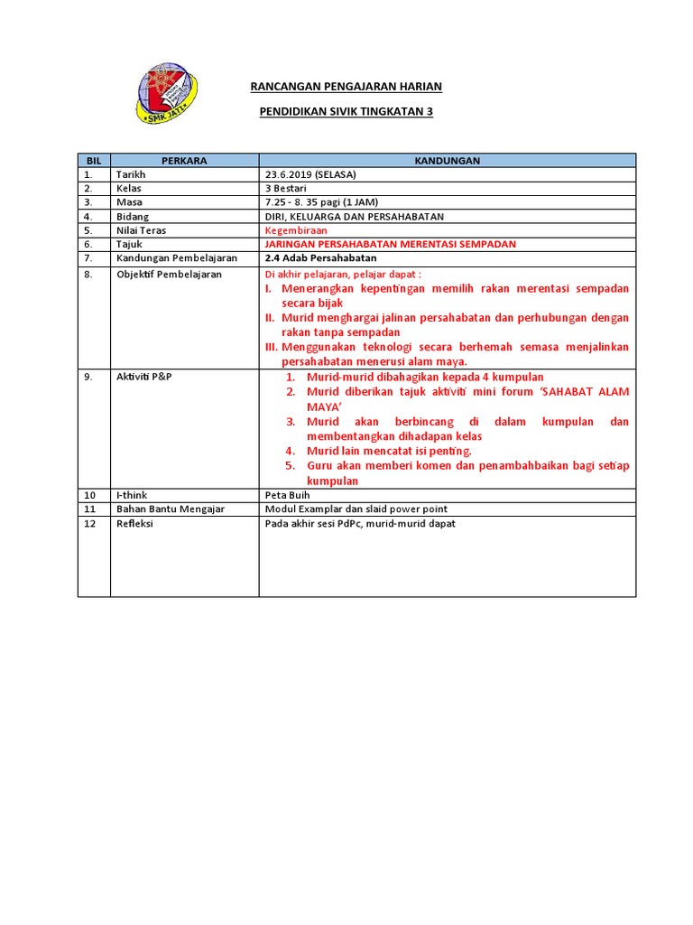 Contoh RPH Pend. Sivik Ting 3 | PDF