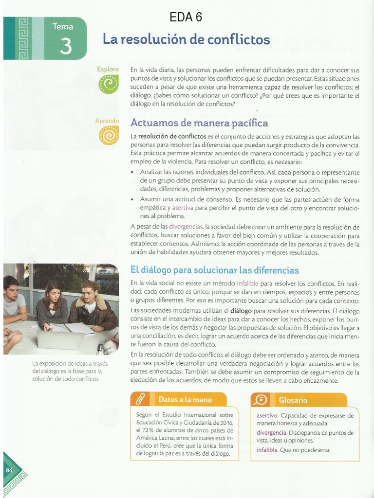 3 - DPCC 4° Eda 6 - Actividad 3 - La Resolución de Conflictos | PDF | Sociedad | Mediación