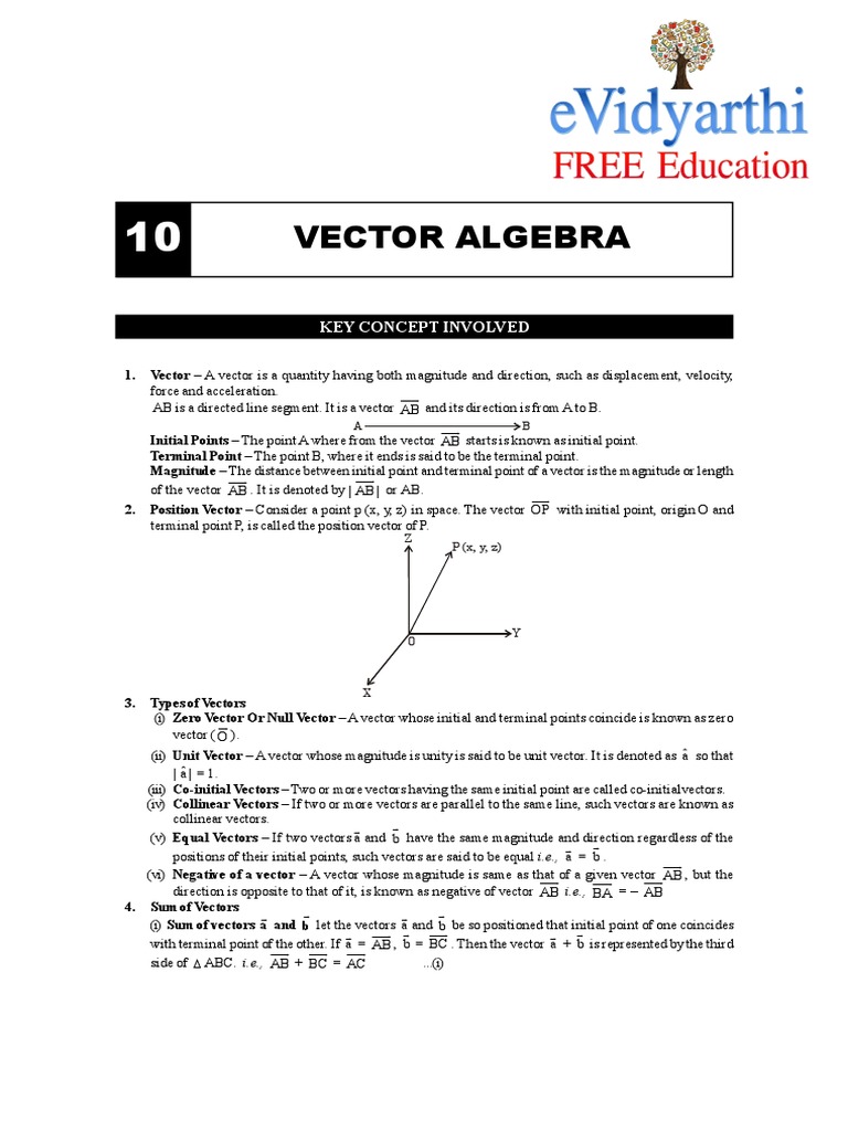 Vector Algebra | PDF | Euclidean Vector | Line (Geometry)