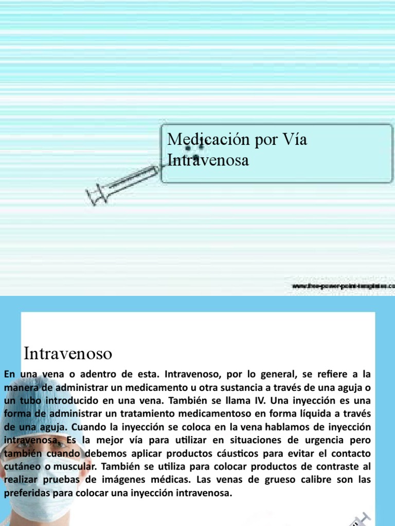 Procedimiento de Inyección Intravenosa | PDF | Inyección (medicina ...