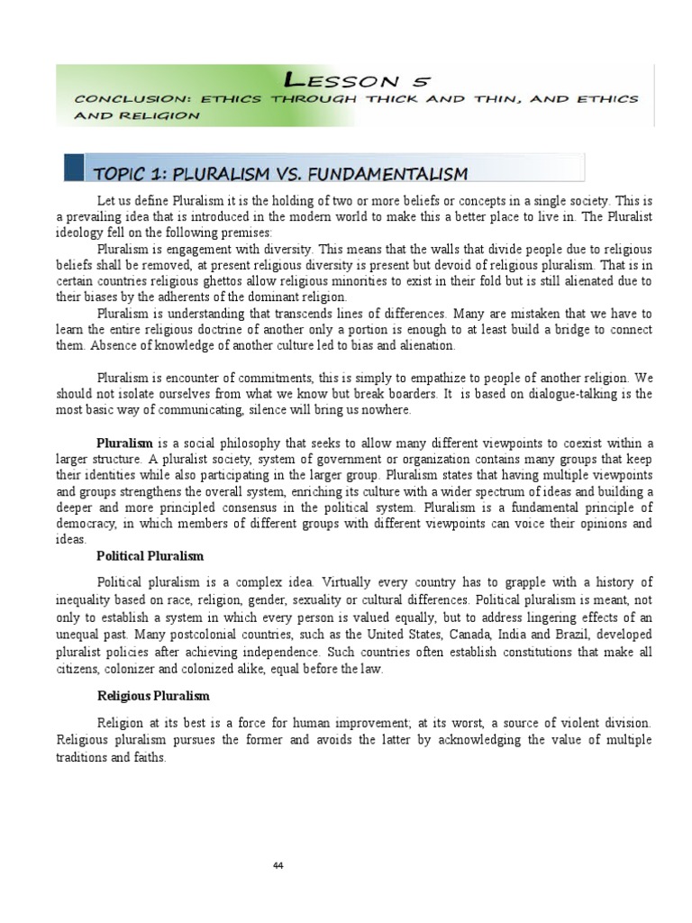 Lesson 5 Ethics | PDF | Globalization | Religious Pluralism